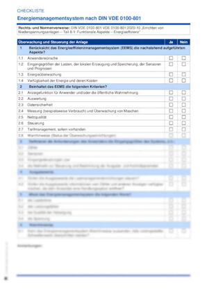 Checkliste: Energiemanagementsystem nach DIN VDE 0100-801