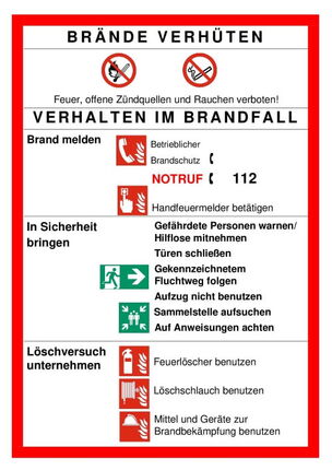 Formular: Aushang zum Verhalten im Brandfall